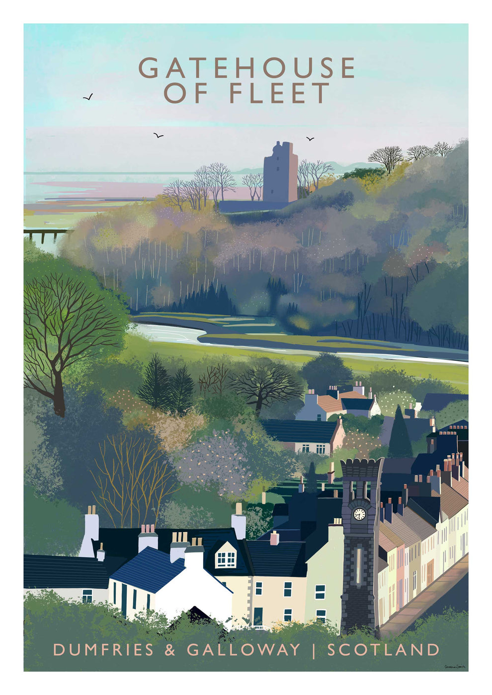 Gatehouse of Fleet, Dumfries & Galloway - Travel Poster - A5, A4, A3 ...
